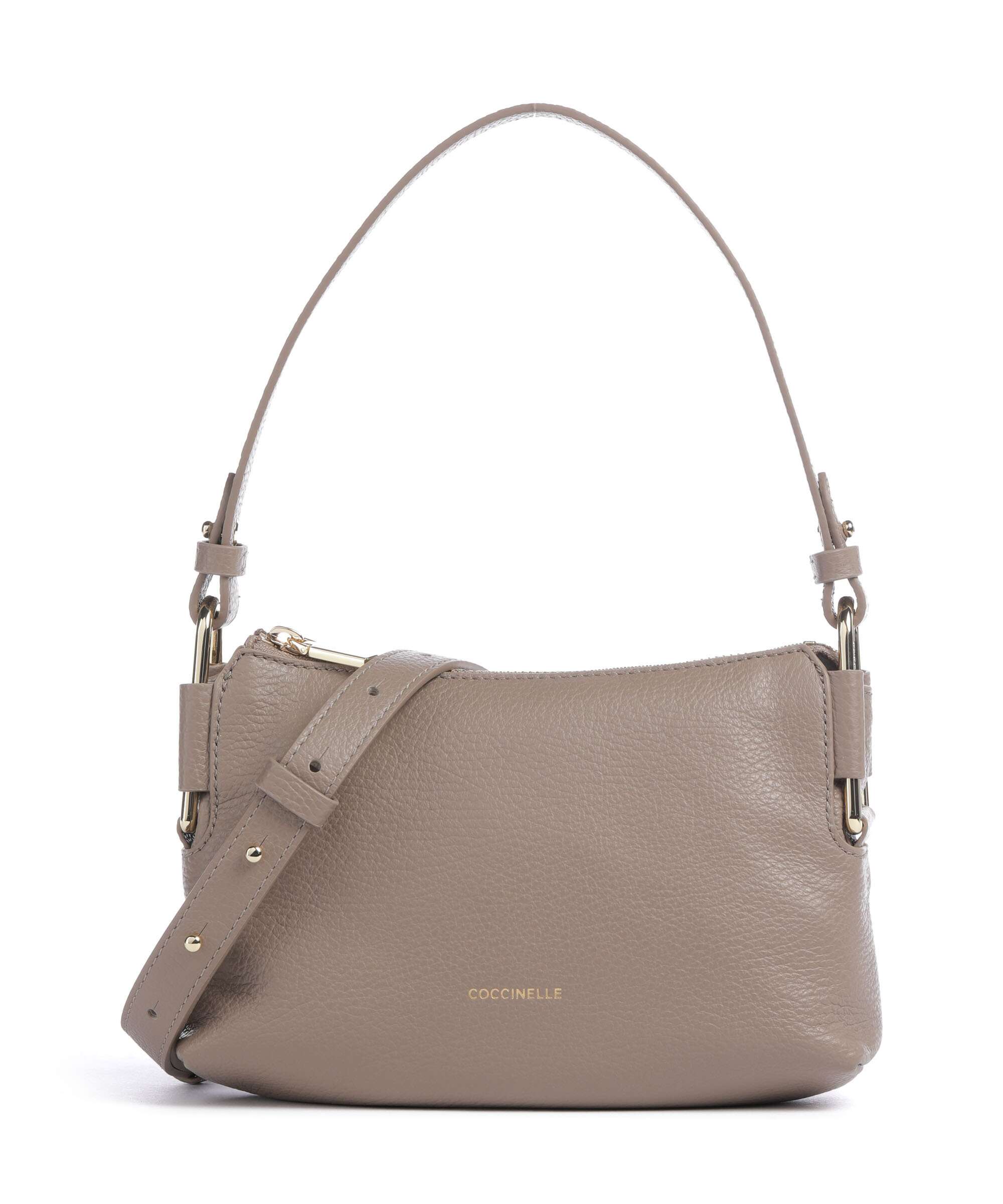 Coccinelle Rebekka Schultertasche genarbtes Rindsleder warm taupe ...